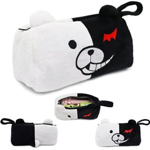 heionia anime pencil case monokuma pencils case set pouch holder box makeup bag school supplies anime zipper stationery large capacity birthday christmas gifts for kids students (heng)