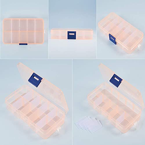 PH PandaHall 5 Pack 10 Grids Bead Organizer Plastic Storage Box Case Mini Tackle Box Container Jewelry Organizer with Movable Dividers for Small Stone Jewelry Sewing Fishing, 2.6x5x0.8 Inch