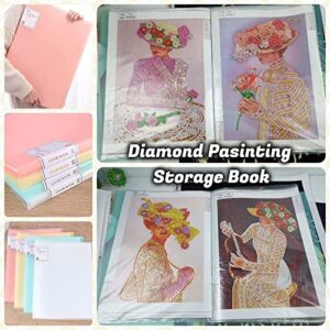 A3 30 Pags Diamond Painting Storage Book, Painting Storage Book 30 Clear Pockets Sleeves Protectors Art Portfolio Book, Display Book, Clear View A3 Document Folder for Painting Presentation (Blue)