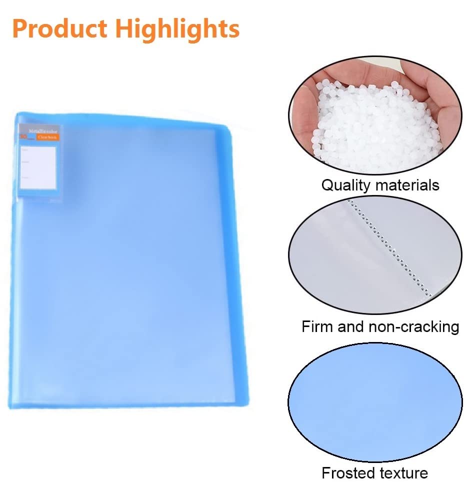 A3 30 Pags Diamond Painting Storage Book, Painting Storage Book 30 Clear Pockets Sleeves Protectors Art Portfolio Book, Display Book, Clear View A3 Document Folder for Painting Presentation (Blue)