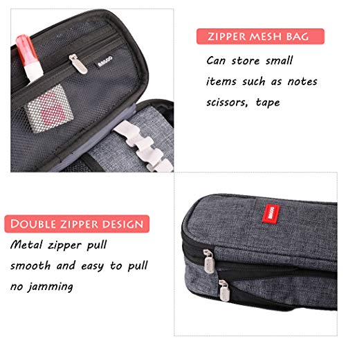 iSuperb Pencil Case Big Capacity Canvas Multifunction 7 Compartment Pen Bag Zipper Stationery Organizer Pouch Square Grid Cosmetic Bag