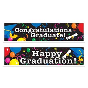 beistle 2-pack graduation banners, 15-inch by 5-feet