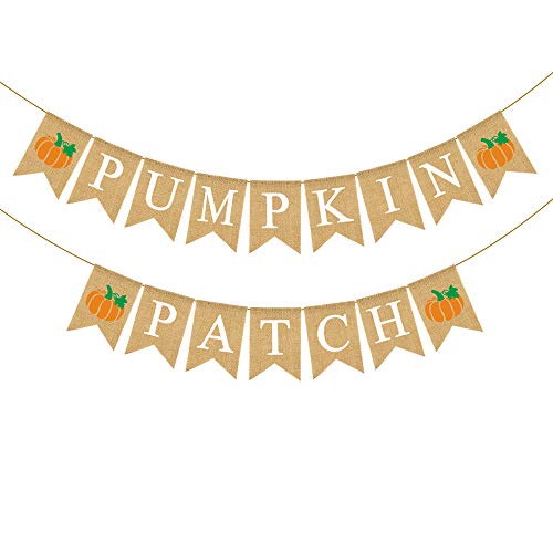 Rainlemon Jute Burlap Pumpkin Patch Banner Fall Autumn Theme Little Pumkin Birthday Party Garland Decoration