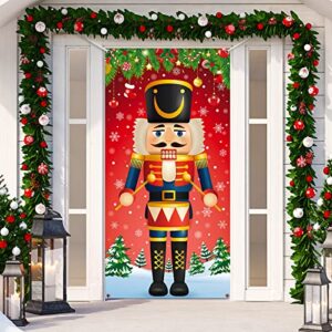 christmas door cover nutcracker door decor merry christmas door cover holiday door cover christmas door hanging cover xmas door wrap for new year indoor outside front door party supplies 71 x 35 inch