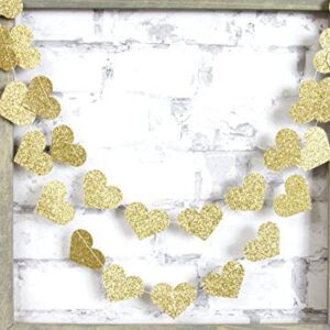 SHTWX 2-Pack,Gold Glitter Heart Paper Garland,Heart Garland,Christmas Garland, Gold Garland,Beautiful Garland, Paper Garland, Rustic Wedding, Christmas Decor, Party Garland (Gold,Glitter)