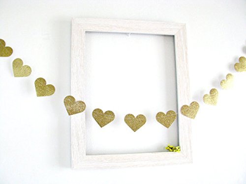 SHTWX 2-Pack,Gold Glitter Heart Paper Garland,Heart Garland,Christmas Garland, Gold Garland,Beautiful Garland, Paper Garland, Rustic Wedding, Christmas Decor, Party Garland (Gold,Glitter)