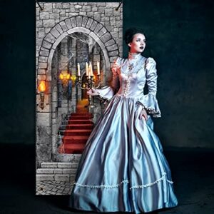 Remagr Door Cover Decorations Castle Entrance Door Cover 3D Medieval Theme Castle Backdrop Gothic Birthday Photo Background Banner for Remagr Vampire Party Decor Supplies, 78 x 36 Inch