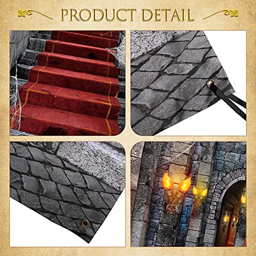 Remagr Door Cover Decorations Castle Entrance Door Cover 3D Medieval Theme Castle Backdrop Gothic Birthday Photo Background Banner for Remagr Vampire Party Decor Supplies, 78 x 36 Inch