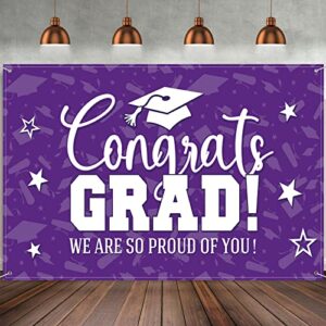 graduation decorations graduation backdrop banner class of 2023 graduation backdrop grad background for graduation party photo studio props decoration sign supplies, 72.8 x 43.3 inch (purple)