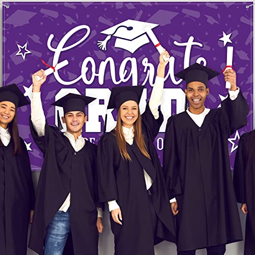 Graduation Decorations Graduation Backdrop Banner Class of 2023 Graduation Backdrop Grad Background for Graduation Party Photo Studio Props Decoration Sign Supplies, 72.8 x 43.3 Inch (Purple)