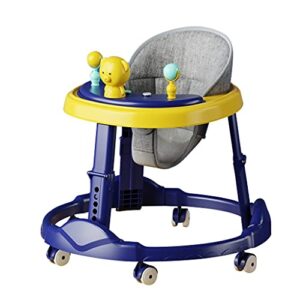 leiytfe folding walker with wheels sit-to-stand walker for 6-18 month baby,adjustable activity walker,anti-rollover boy and girl walker (color : blue)