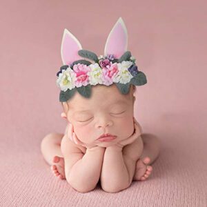 synia Wreath Ear Beach Accessories Bunny Head Grils Flower Kids Baby Toddler Baby Care Bow Girl