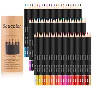 soucolor 72-color colored pencils for adult coloring books, soft core, artist sketching drawing pencils art craft supplies, coloring pencils set gift for adults kids beginners