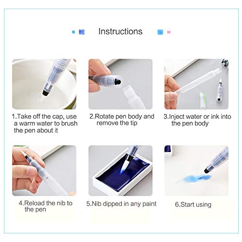 Lind Kitchen 3PCS Water Coloring Brush Pens Portable Brush Pencil Soft Watercolor Brush Pen for Beginner Painting Drawing Art Supplies 122mm Pointed Head