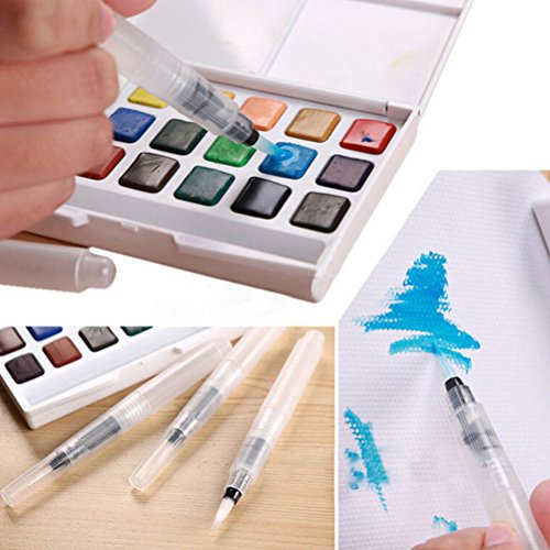 Lind Kitchen 3PCS Water Coloring Brush Pens Portable Brush Pencil Soft Watercolor Brush Pen for Beginner Painting Drawing Art Supplies 122mm Pointed Head