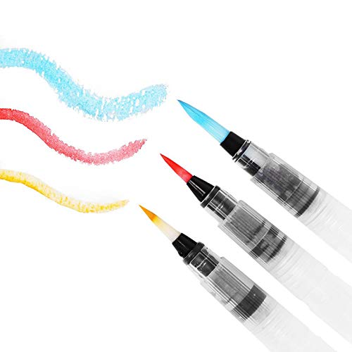 Lind Kitchen 3PCS Water Coloring Brush Pens Portable Brush Pencil Soft Watercolor Brush Pen for Beginner Painting Drawing Art Supplies 122mm Pointed Head