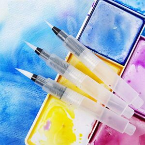 Lind Kitchen 3PCS Water Coloring Brush Pens Portable Brush Pencil Soft Watercolor Brush Pen for Beginner Painting Drawing Art Supplies 122mm Pointed Head