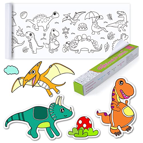 Mity rain Childrens Drawing Roll, Sticky Drawing Roll Paper, 118*11.8 Inches Large Coloring Roll for Kids Ages 4-8 , DIY Painting, Drawing & Art Supplies (Dinosaur Patern)