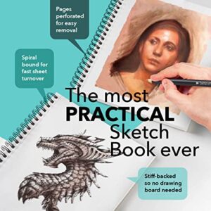 Castle Art Supplies Premium Sketch Book 9in x 12in | Double Sketch Pad Pack | 200 Sheets of Quality 90gsm Paper | for Adult Artists and Learners | Spiral Bound for Versatility | Ideal for Schools