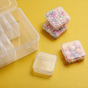 Mathtoxyz Small Bead Organizers, 15 Pieces Plastic Storage Cases Mini Clear Bead Storage Containers Transparent Boxes with Hinged Lid and Rectangle Clear Craft Supply Case