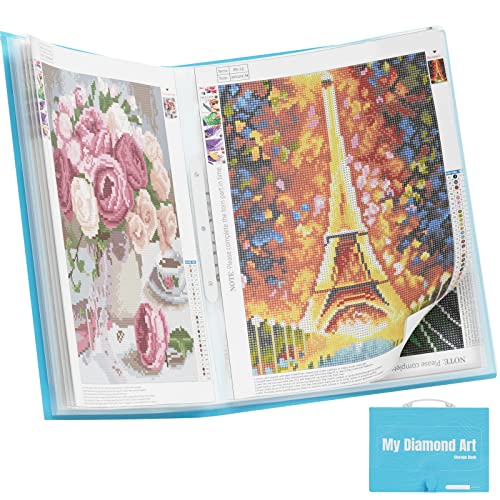 ARTDOT A3 Storage Book for Diamond Painting Kits, Diamond Art Portfolio Folder for Diamond Painting Accessories with 30 Pocket Slevees Protectors (16.9x12.4inches)