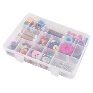 18 grids plastic organizer box with dividers, exptolii clear compartment container storage for beads crafts jewelry fishing tackles, size 7.9 x 6.2 x 1.2 in