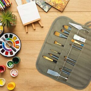 U.S. Art Supply Deluxe Canvas Art Paint Brush Holder & Storage Organizer Roll-Up Case Bag - 24 Slot Pockets Carry Pouch - Protect Artist Acrylic Oil Watercolor Paintbrushes - Store Pencils, Pens Tools