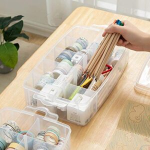 Sooyee 3-Layer Things & Crafts Storage Box with 30 Adjustable Compartments for Organizing Washi Tape, Embroidery Accessories, Threads Bobbins, Kids Toy, Beauty Supplies, Nail Polish, Jewelry - Large