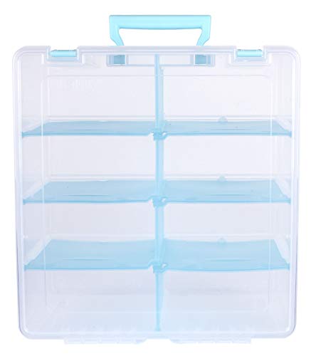 ArtBin 6990SA Super Satchel Double Deep with Removable Dividers, Large Portable Art & Craft Storage with Handle, Translucent/Aqua Mist