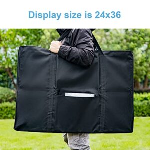 Jjring Dacron Light Weight Art Portfolio Tote Bag, 24x36" Black Carrying Storage Case For Poster, Sketching, and Drawing