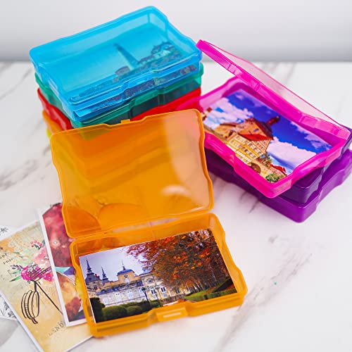 SUNMAIO 4" x 6" Photo Cases and Clear Craft Keeper with Handle - 16 Inner Cases Plastic Storage Container Box (Multi-Colored)