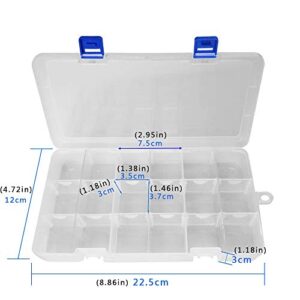 DUOFIRE Plastic Organizer Container Storage Box Adjustable Divider Removable Grid Compartment for Jewelry Beads Earring Tool Fishing Hook Small Accessories(18 grids, White X 2)