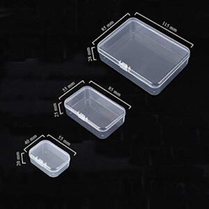 LJY 28 Pieces Mixed Sizes Rectangular Empty Mini Plastic Storage Containers with Lids for Small Items and Other Craft Projects (Clear)