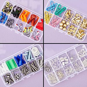 12 Pack Mini Clear Storage Containers with 10 Grid Dividers, Small Plastic Tackle Boxes for Beads, Buttons, DIY Jewelry (2.5 x 5 In)