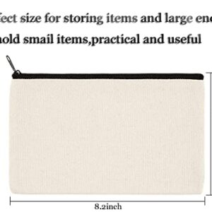 14Pieces 8 x 5 Inch Blank Craft DIY Canvas Pen Pencil Case- Cotton Canvas Invoice Bill Bag Makeup Bag Cosmetic Bag Multipurpose Travel Toiletry Pouch with Black Zipper…