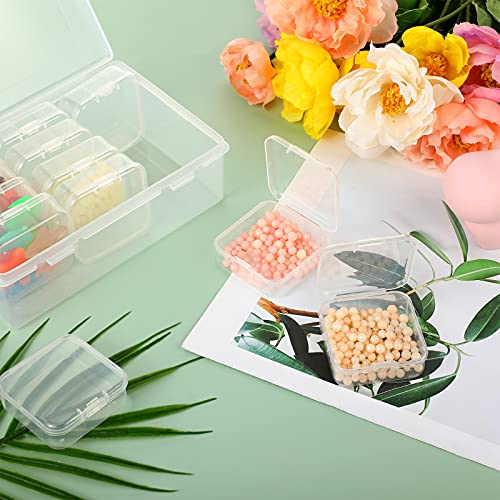 12 Pieces Small Clear Plastic Beads Storage Container and Organizer Transparent Boxes with Hinged Lid for Storage of Small Items, Jewelry, Diamonds, DIY Art Craft Accessory