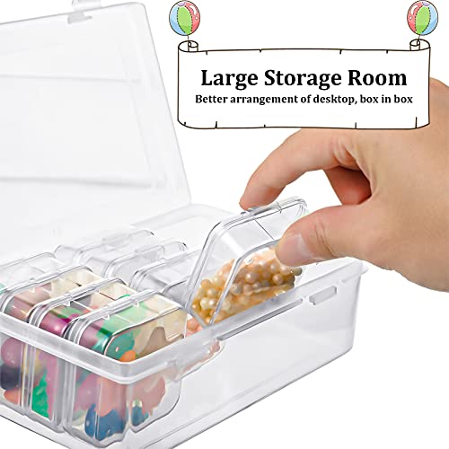 12 Pieces Small Clear Plastic Beads Storage Container and Organizer Transparent Boxes with Hinged Lid for Storage of Small Items, Jewelry, Diamonds, DIY Art Craft Accessory