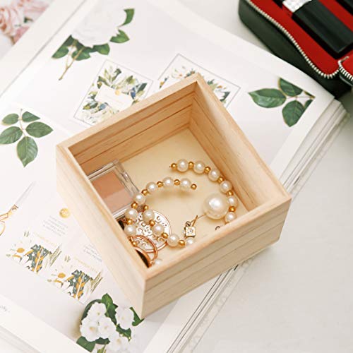 12 PCS 4'' x 4'' Rustic Wooden Box Storage Organizer Craft Box for Collectibles Home Venue Decor Succulents