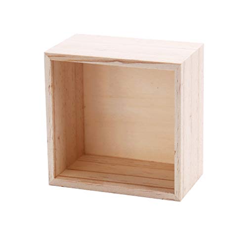 12 PCS 4'' x 4'' Rustic Wooden Box Storage Organizer Craft Box for Collectibles Home Venue Decor Succulents