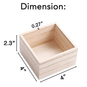 12 PCS 4'' x 4'' Rustic Wooden Box Storage Organizer Craft Box for Collectibles Home Venue Decor Succulents