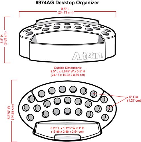 ArtBin 6974AG Desktop Accessory Storage with 24 Slots, [1] Art & Craft Organizer, White