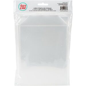 avery elle ss-5001 stamp & die storage pockets 50/pkg large 5 ½” x 7 3/8″ , white/clear , single pack