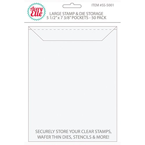 Avery Elle SS-5001 Stamp & Die Storage Pockets 50/Pkg Large 5 ½” x 7 3/8" , white/clear , Single Pack