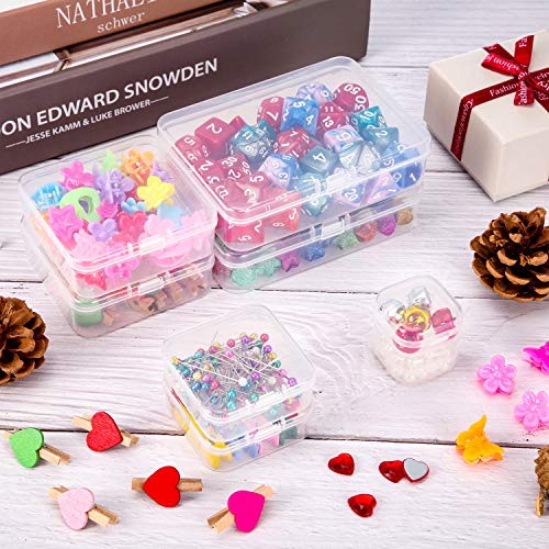 SATINIOR 24 Packs Small Clear Plastic Beads Storage Containers Box with Hinged Lid for Storage of Small Items, Crafts, Jewelry, Hardware, 2.12 x 2.12 x 0.79 in