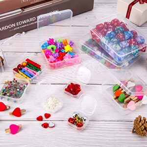 SATINIOR 24 Packs Small Clear Plastic Beads Storage Containers Box with Hinged Lid for Storage of Small Items, Crafts, Jewelry, Hardware, 2.12 x 2.12 x 0.79 in