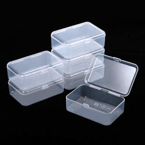 iskybob 6 packs small plastic storage containers, clear rectangle bead organizer case with lids for crayons, crafts, bobby pin holder(3.7x 2.4in)