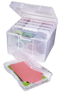 artbin 6947zz photo & craft organizer set, large box with [5] plastic storage cases inside, clear