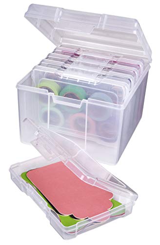 ArtBin 6947ZZ Photo & Craft Organizer Set, Large Box with [5] Plastic Storage Cases Inside, Clear