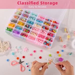 36 Grids Clear Plastic Organizer Box, Jewelry Storage Box with Adjustable Dividers, for Fishing Tackles Jewelry Art DIY Crafts Beads Container 3 Pack.