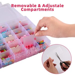 36 Grids Clear Plastic Organizer Box, Jewelry Storage Box with Adjustable Dividers, for Fishing Tackles Jewelry Art DIY Crafts Beads Container 3 Pack.